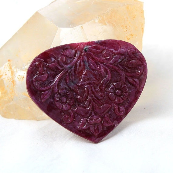 Natural Ruby/hand Carved/heart Shape/width 53mm/length | Etsy