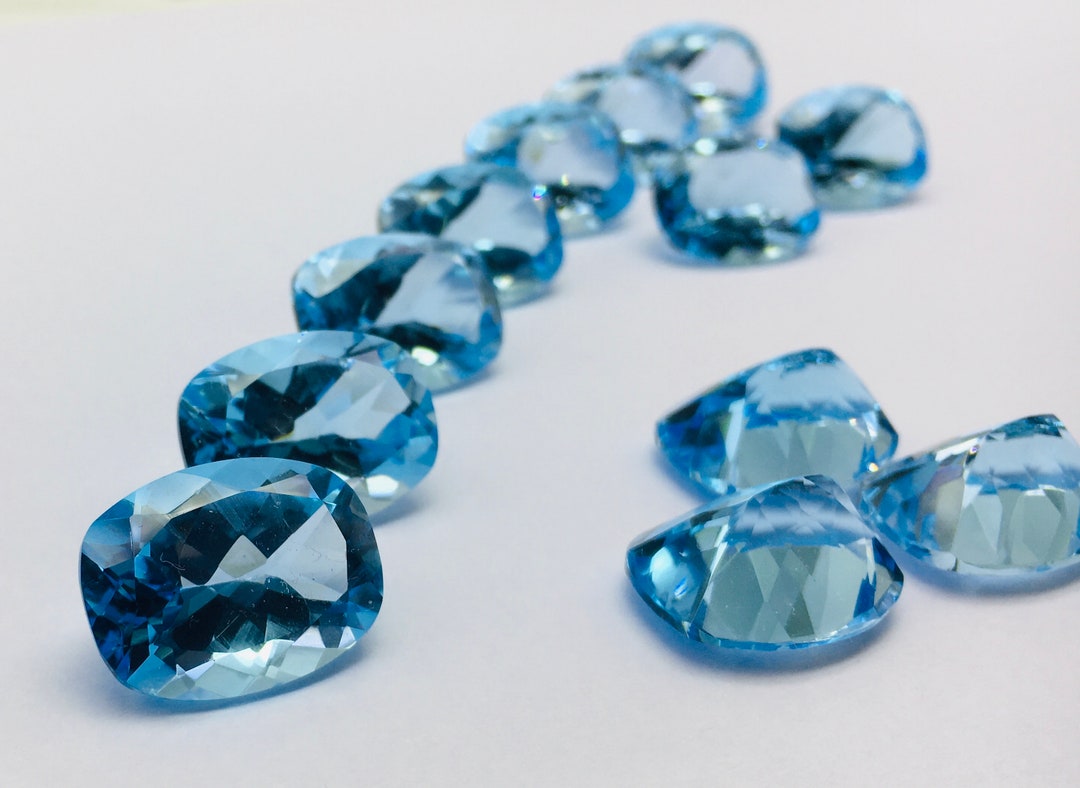 Blue Topaz Cut Stone/ Size 15x20mm/ Shape Cushion/ Piece 1/ Weight 23. ...