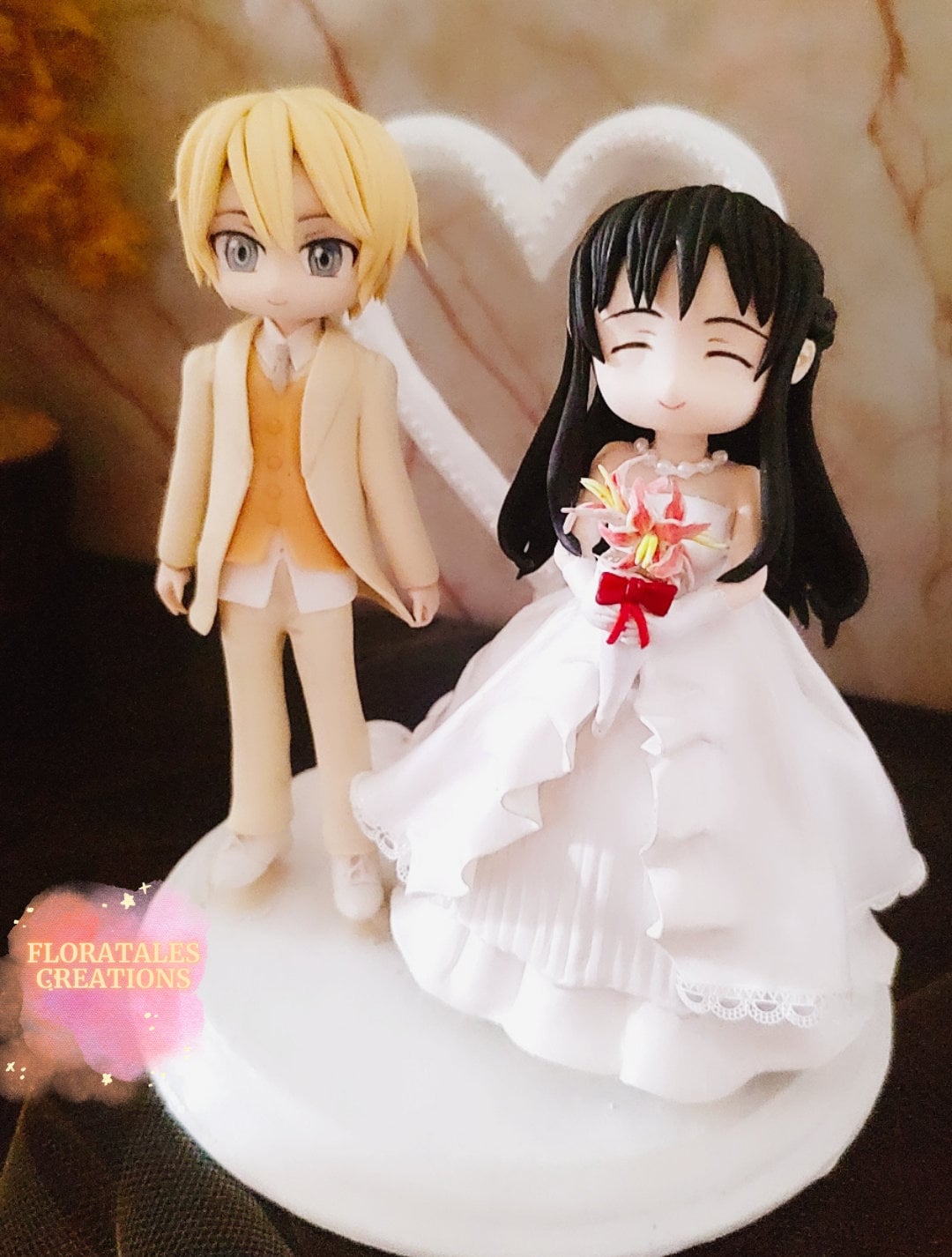 Custom Chibi Anime Wedding Cake Topper Handmade Figurines, Couple Bride ...