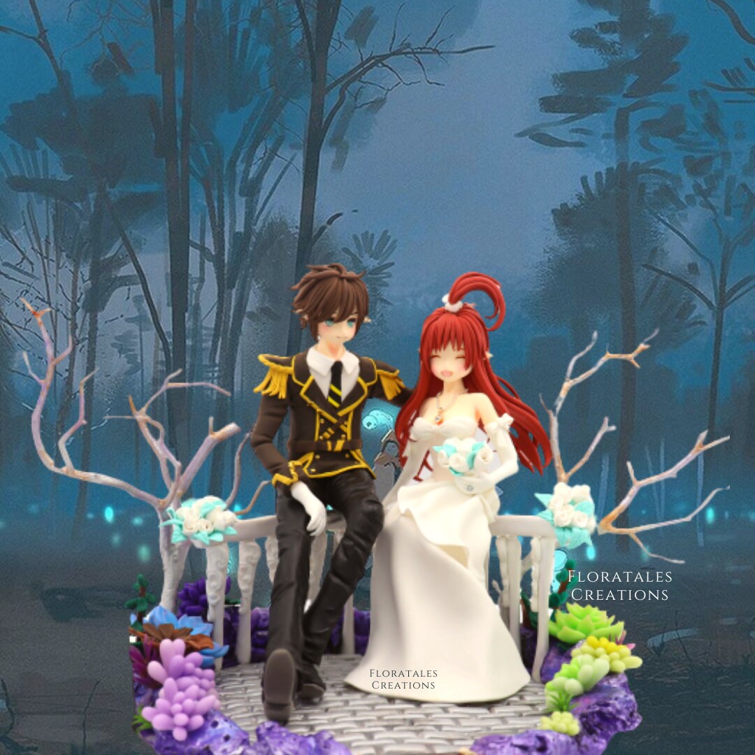 Custom Wedding Cake Topper Handmade Figurines, Anime Style, Couple ...