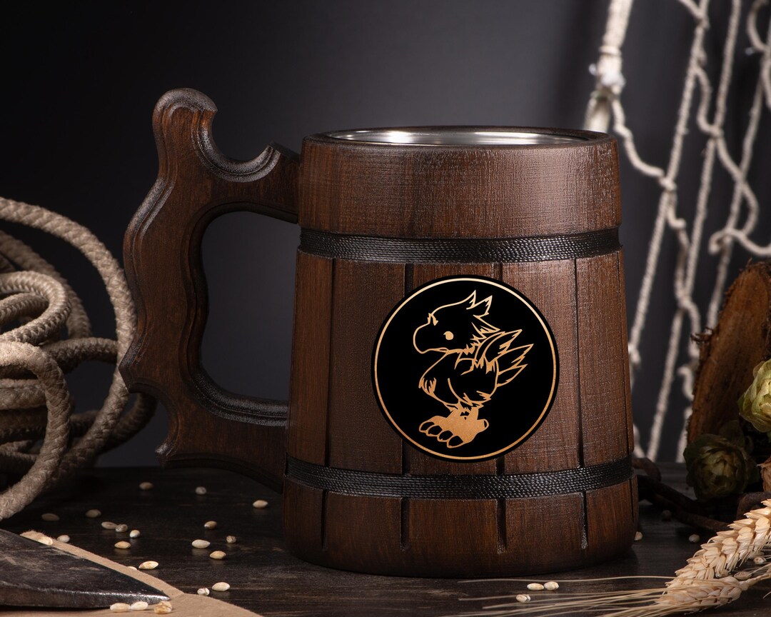 Chocobo Wooden Mug Final Fantasy Custom Beer Stein Tankard Personalized ...