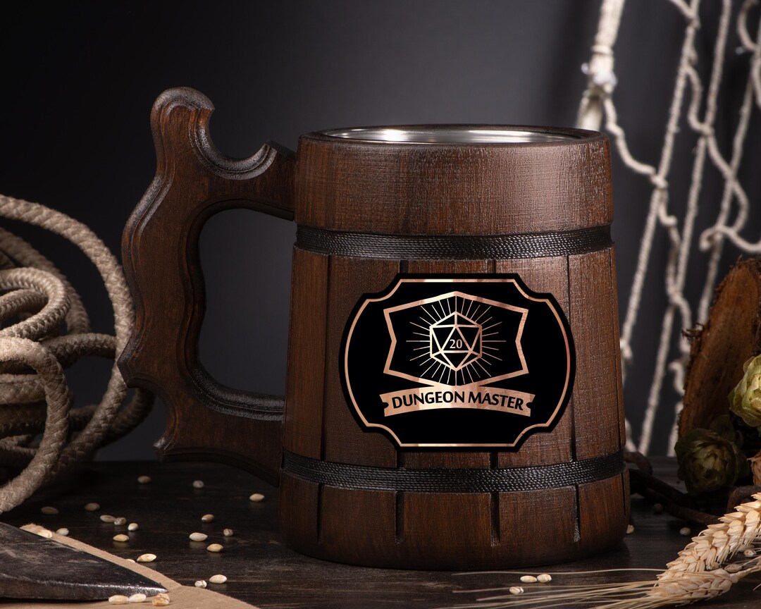 Custom Dungeon Master Mug DM Gift Dnd Stein Wooden Tankard Personalized ...