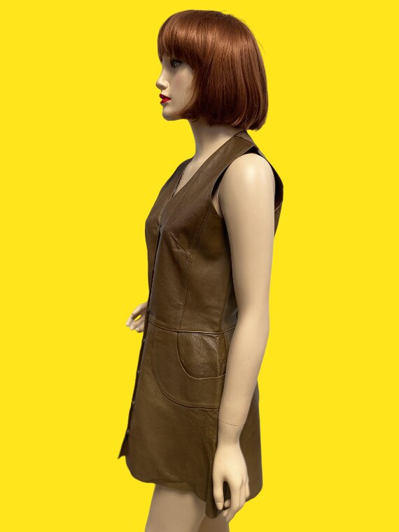 Vintage Go-Go Mod Leather Mini Dress - Gem