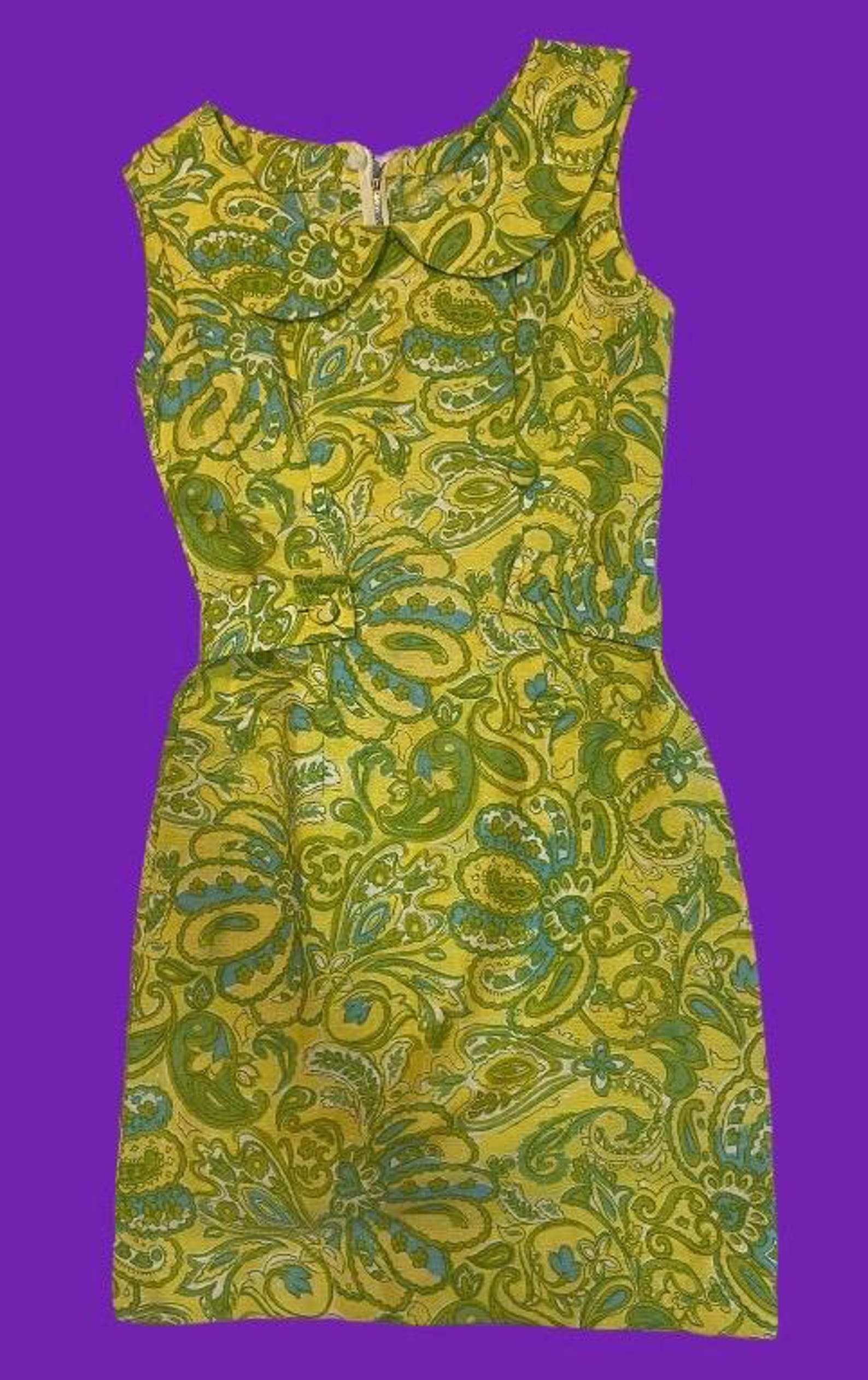 Sixties Vintage Form Fitting Mini Retro Paisley Print Mini Dress - Etsy