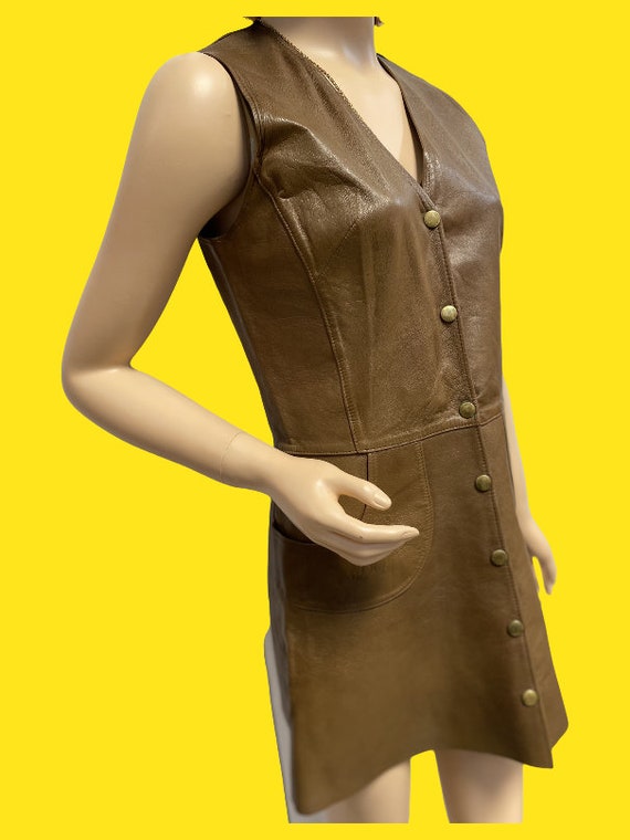Vintage Go-Go Mod Leather Mini Dress - Gem