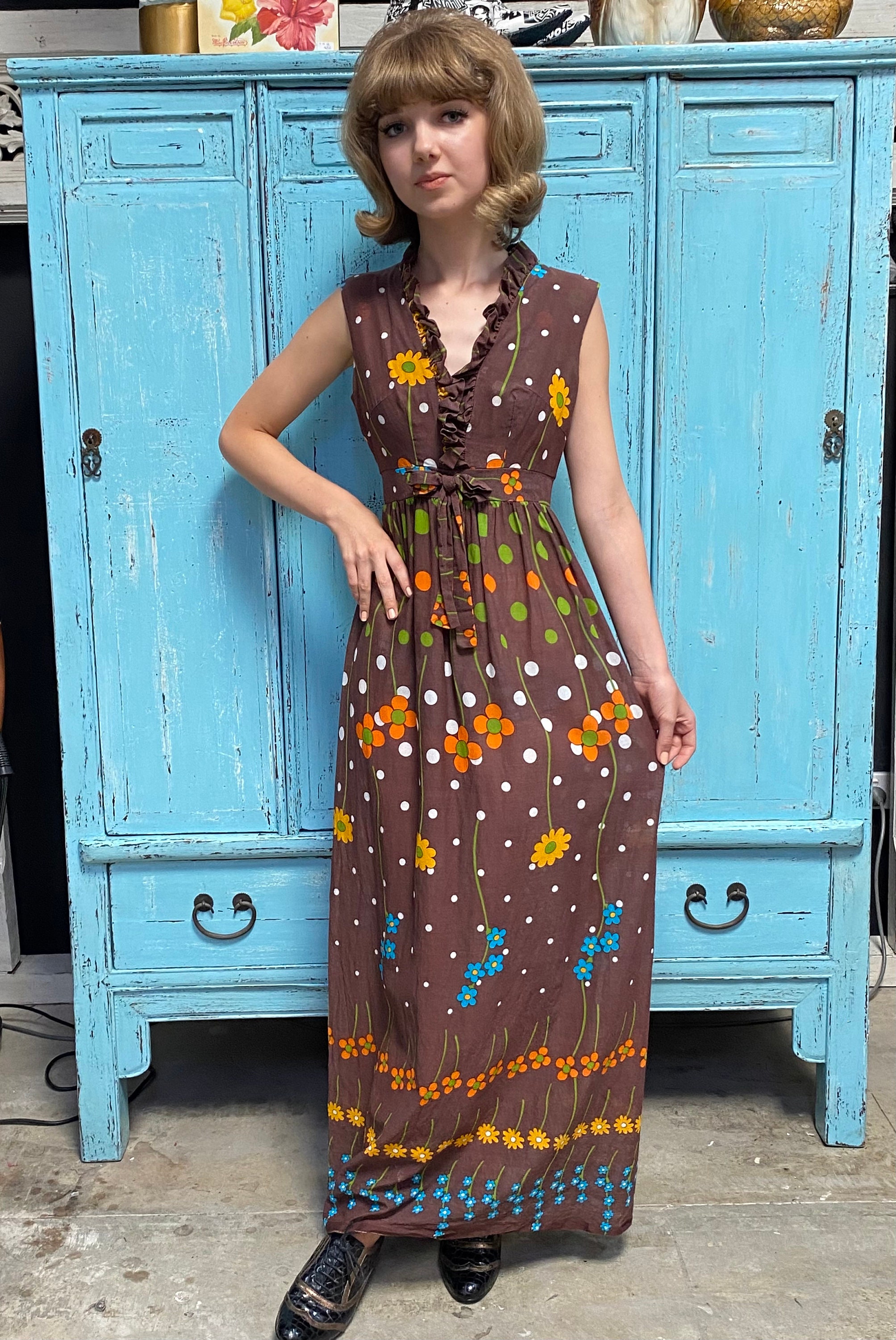Vintage Flower Power Hippie Maxi 1970,s - Etsy