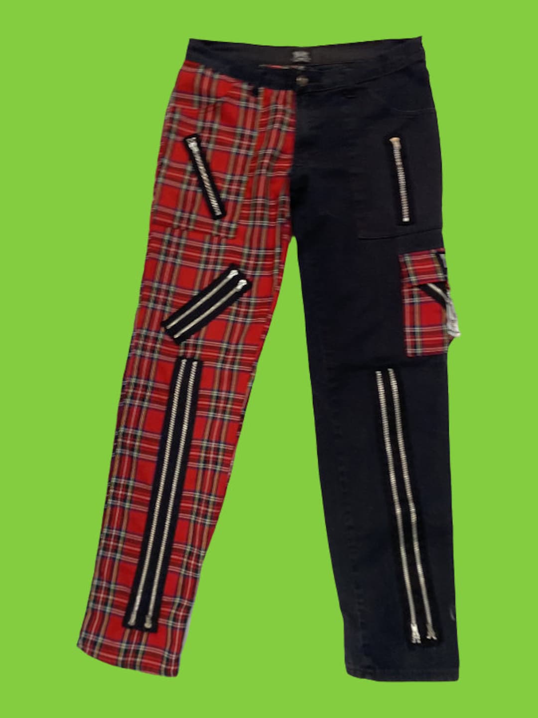 Punk /rock Tartan Denim U.K. Jeans - Etsy