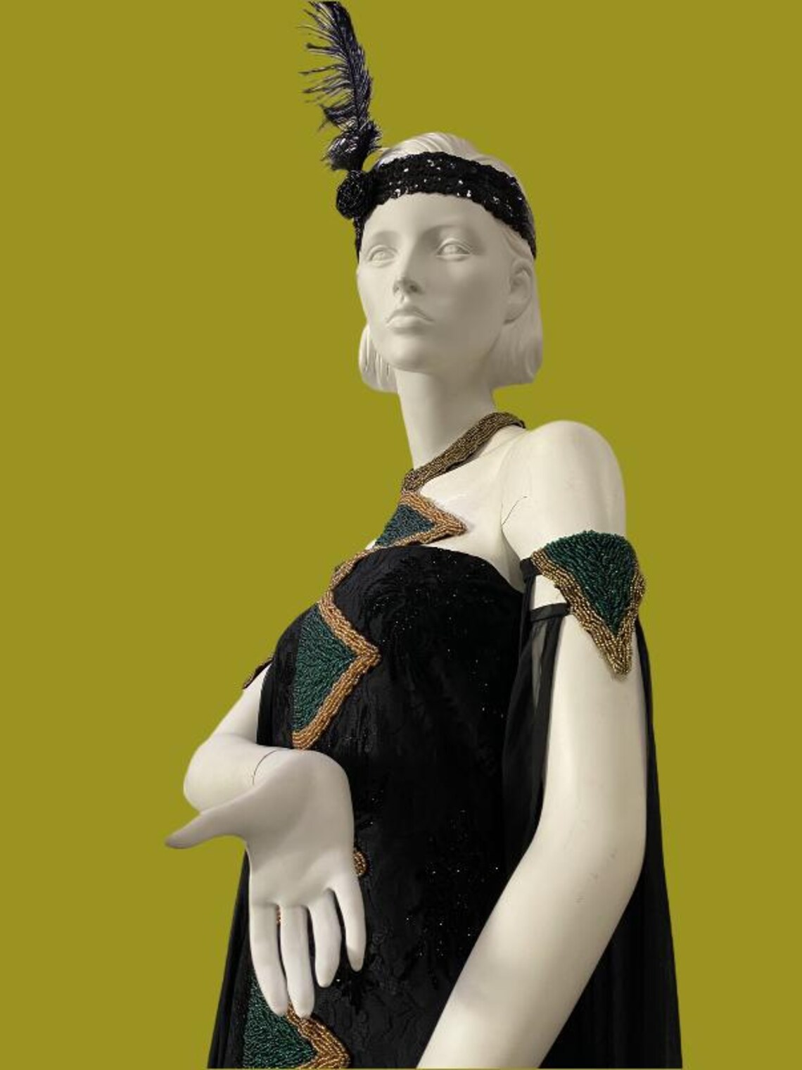 Vintage Theda Bara Style Beaded Silk Evening Dress, 1920s Haute Couture ...