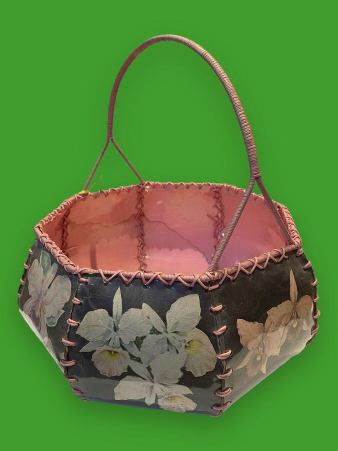 Vintage Australian Colonial Card Basket With Orchids - Etsy