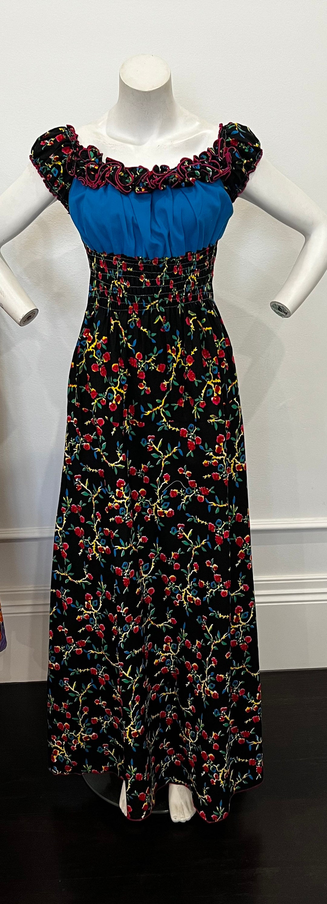 Vintage Maxi in Cotton With Ruched Stretch Bodice - Etsy