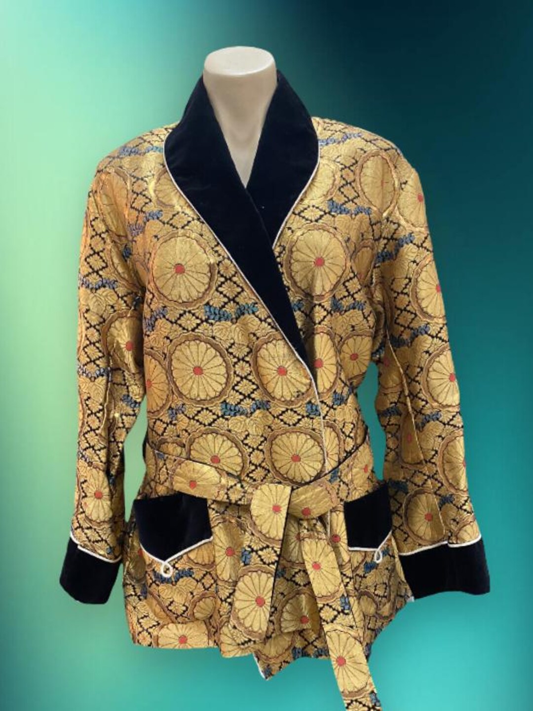 Vintage Japanese Smoking Jacket Vintage Gold Brocade Jacket - Etsy