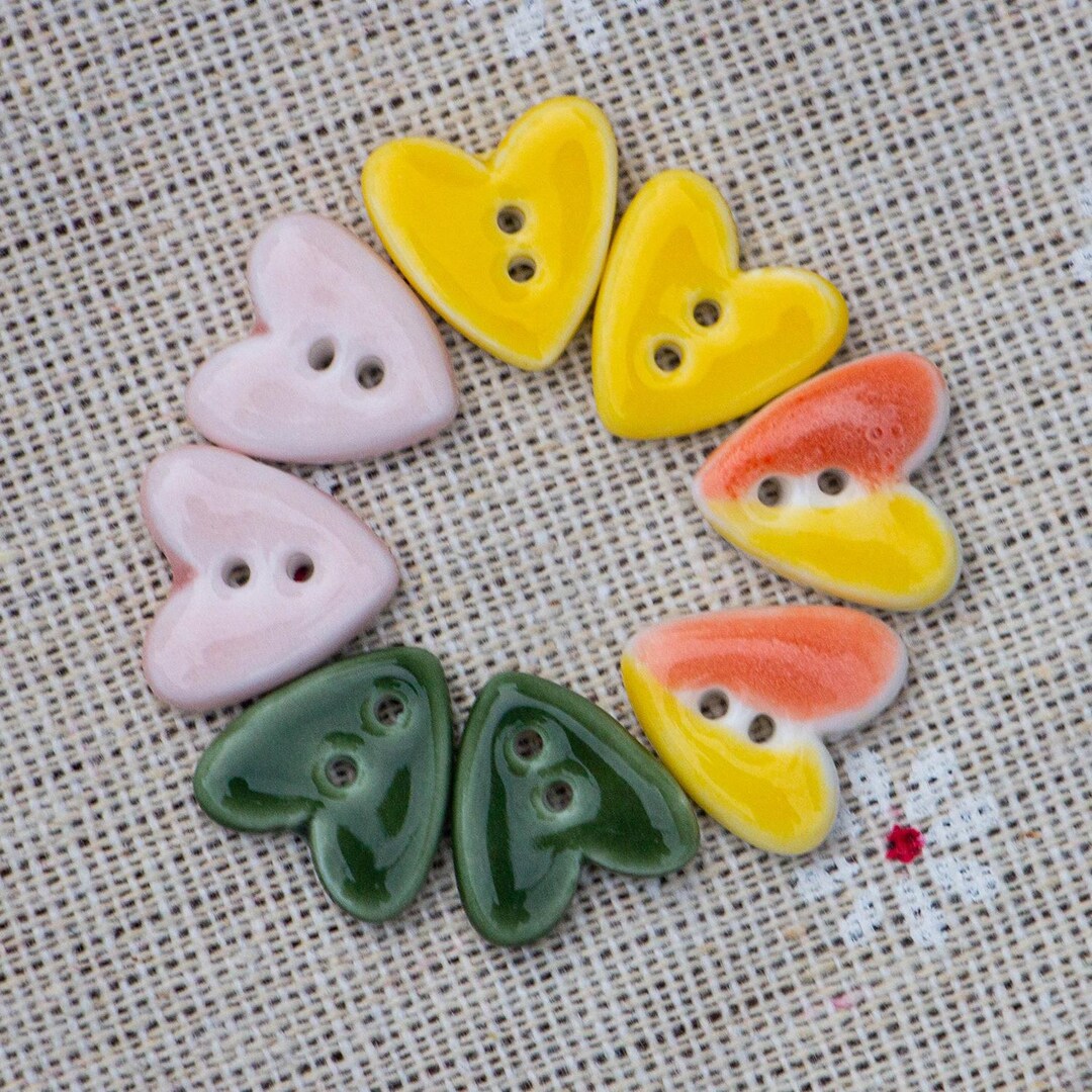 Heart Handmade Ceramic Buttons for Knitting, Sewing and Crafting - Etsy