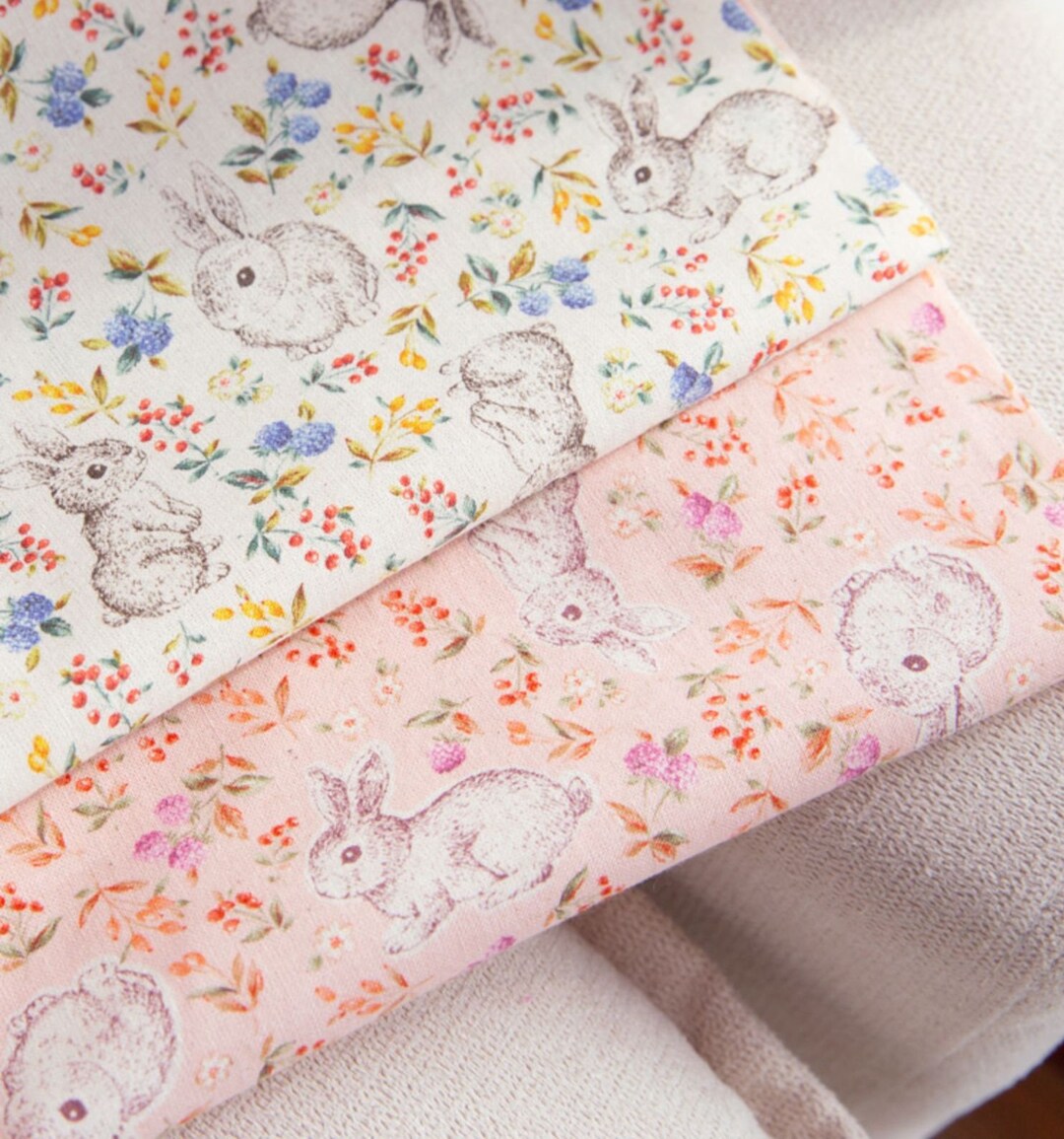 White Rabbit Made in Japan Cotton Fabric, Rabbit Fabric for Bag, Table ...