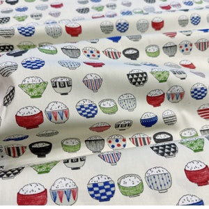 Colouful Rice Bowl Pattern Japanese Made in Japan KOKKA Fine Canvas ...