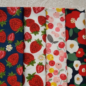 Strawberry and Cherry Oil Painting Pattern Twill Cotton Fabric for Bag ...