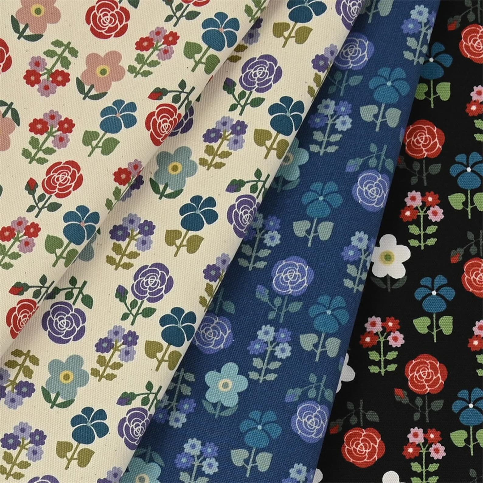 Grafischer Blumen Blumen Muster Made in Japan KOKKA Fine Canvas ...