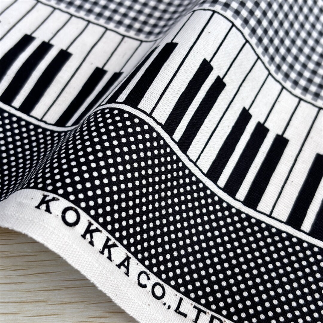 Piano Keyboard Pattern Made in Japan KOKKA Plain Cotton Fabric by Half ...