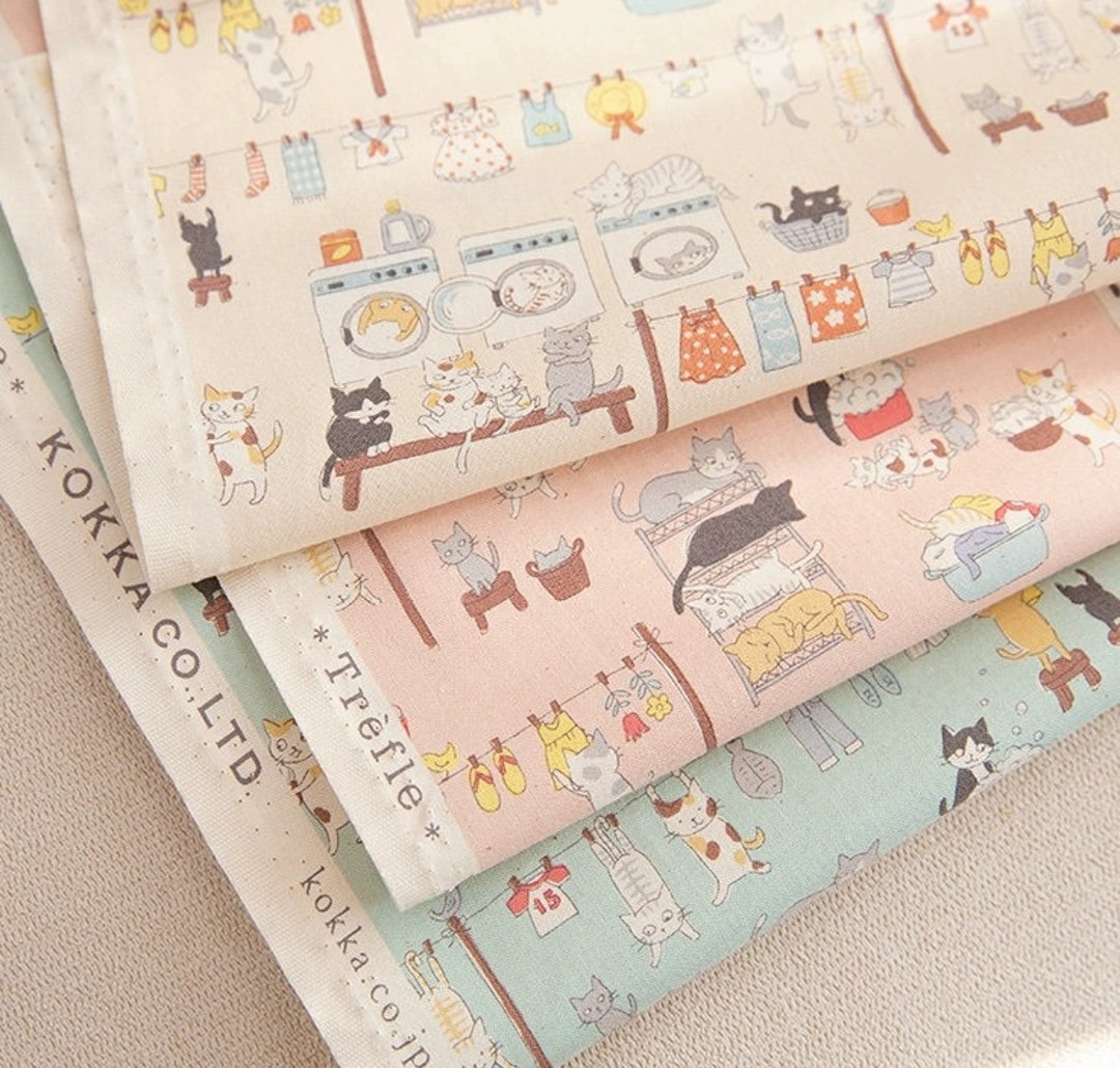 Laundry Washing Machine Made in Japan Cat Pattern Fabric, Print Cat ...
