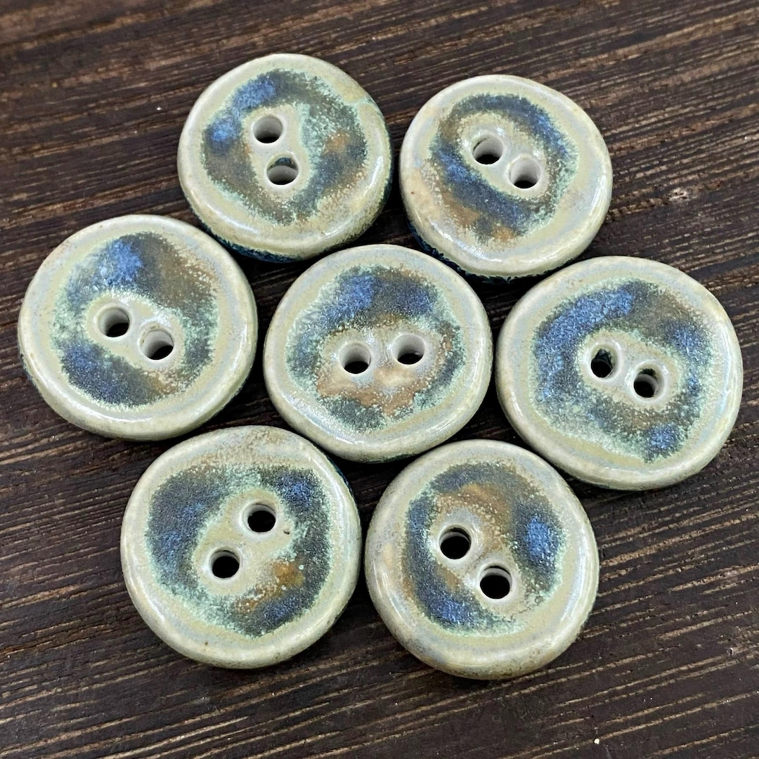 Retro Light Blue 18-20mm Handmade Ceramic Buttons for Knitting, Sewing ...