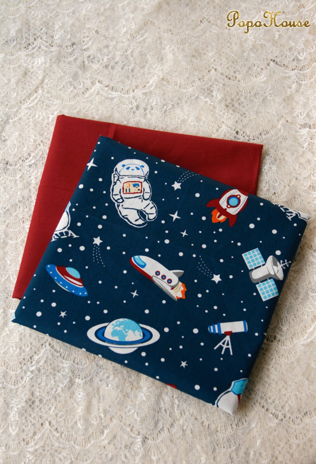 Spaceman Pattern Twill Cotton Fabric for Bag and Table Cloth by Half ...