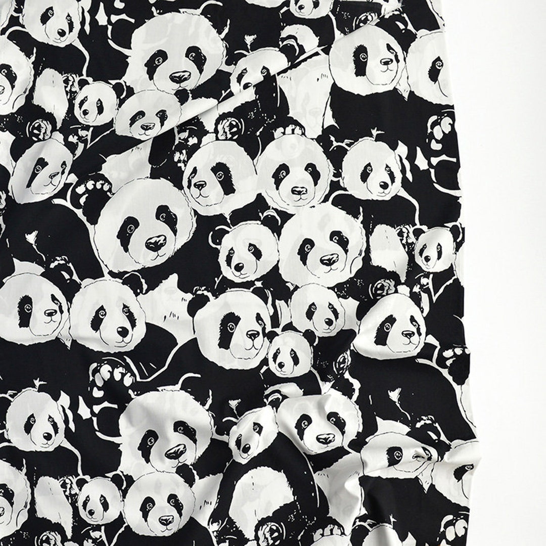 Panda Cotton Poplin Fabric, Print Panda Pattern Cotton Fabric, Panda ...