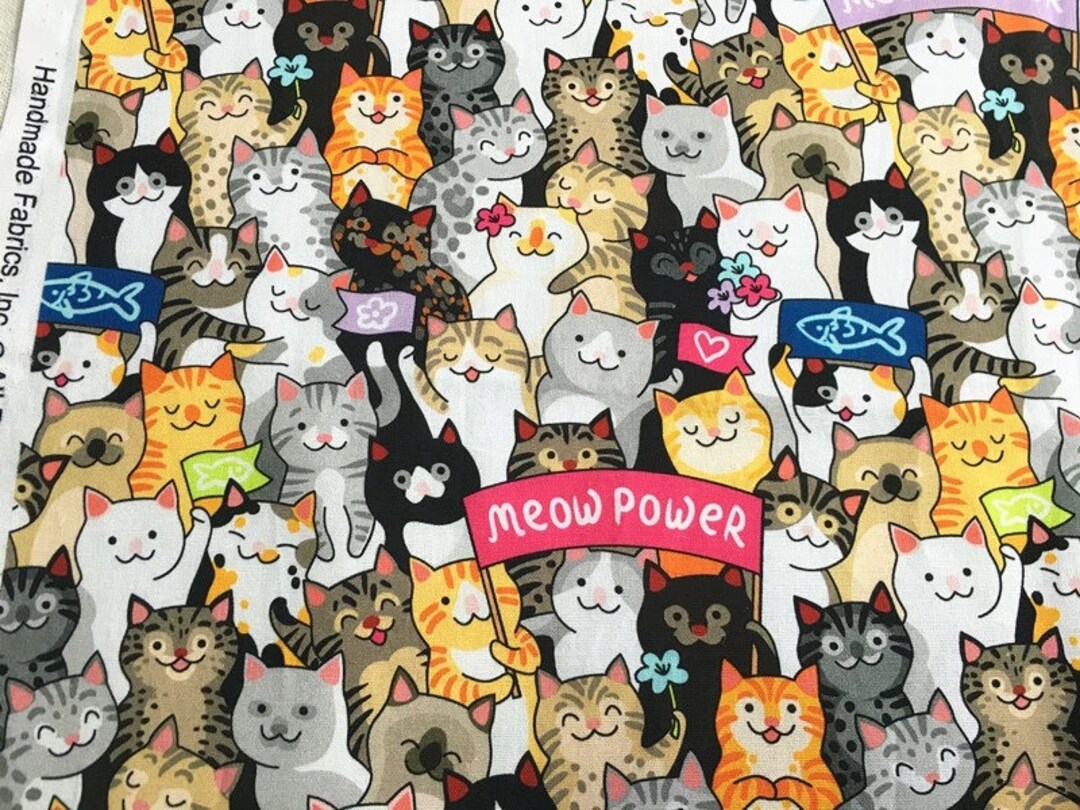 Massive Cats Cartoon Cute Fabric, Print Cat Pattern Cotton Fabric, Cat ...