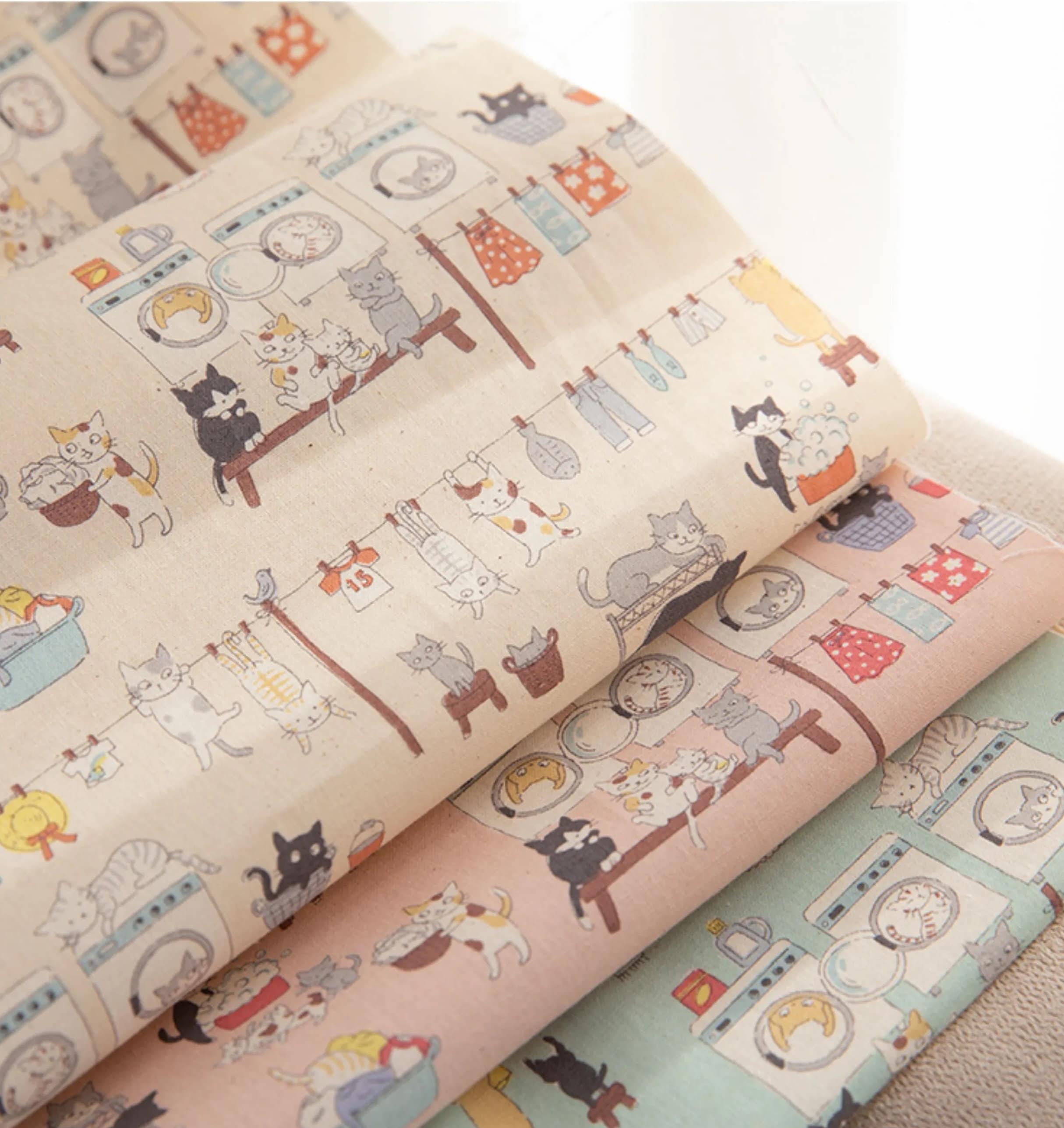 Laundry Washing Machine Made in Japan Cat Pattern Fabric, Print Cat ...