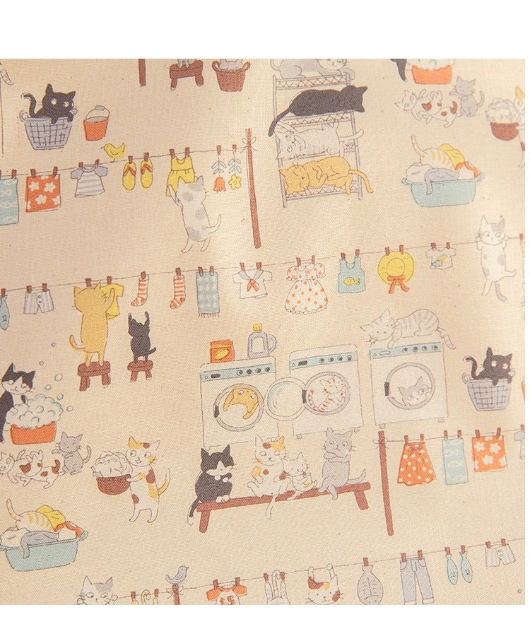 Laundry Washing Machine Made in Japan Cat Pattern Fabric, Print Cat ...