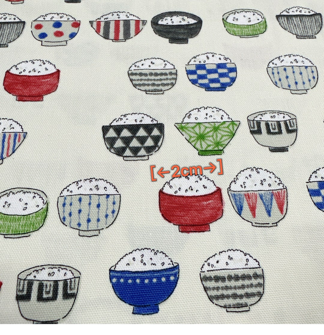 Colouful Rice Bowl Pattern Japanese Made in Japan KOKKA Fine Canvas ...