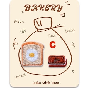 Bakery Bread Applique Patch, Patch Iron on Sew on Full Embroidered Patch, Bakery Patches Iron-on ...