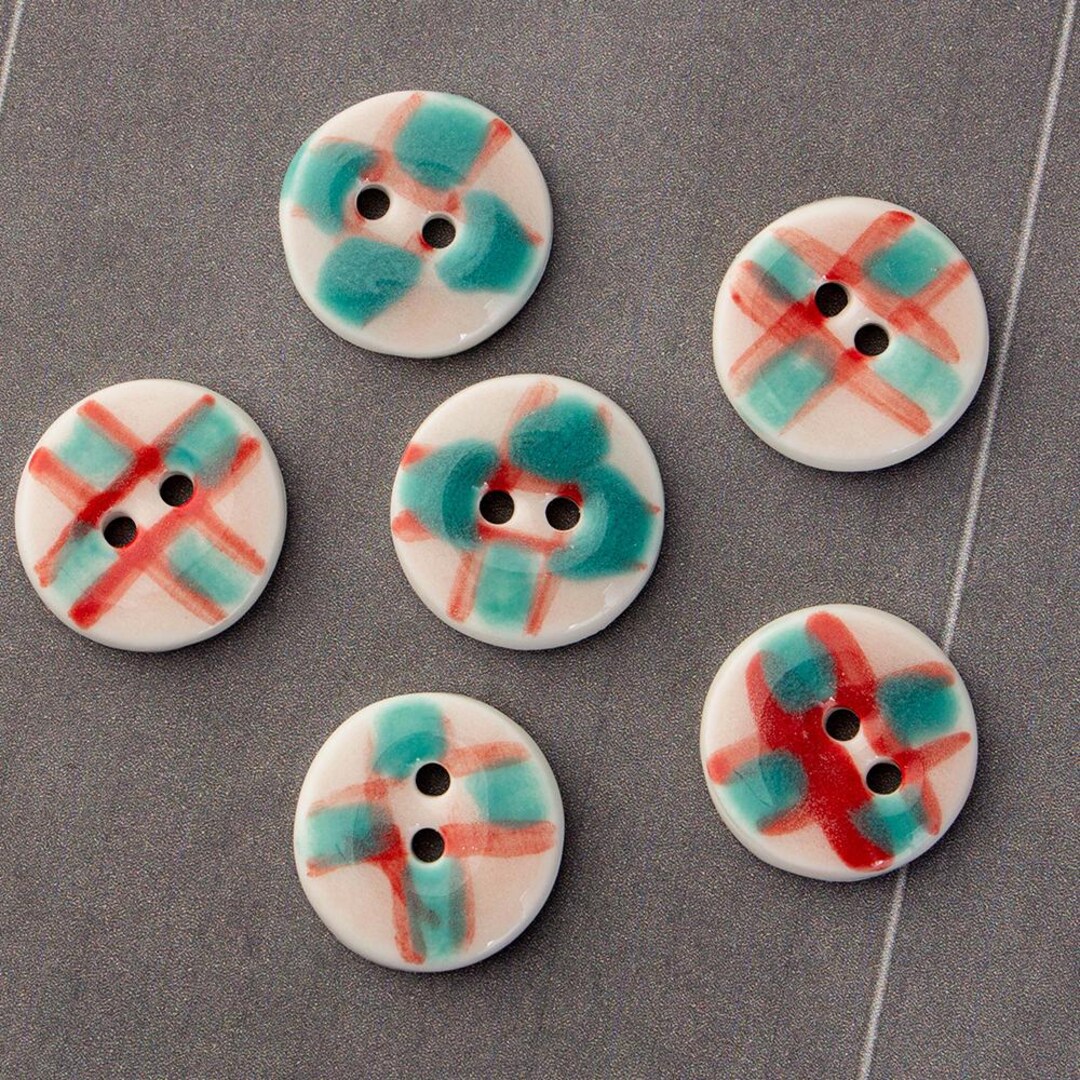 Mixed Colour 20mm Handmade Ceramic Buttons for Knitting, Sewing and ...