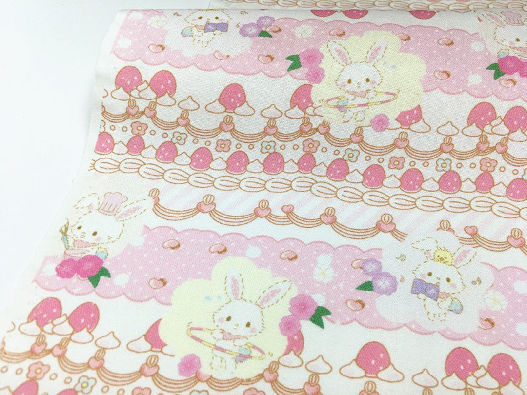 Pink Cute Rabbit Cotton Fabric, Rabbit Fabric for Bag, Table Cloth ...