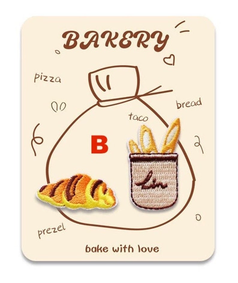 Bakery Bread Applique Patch, Patch Iron on Sew on Full Embroidered ...