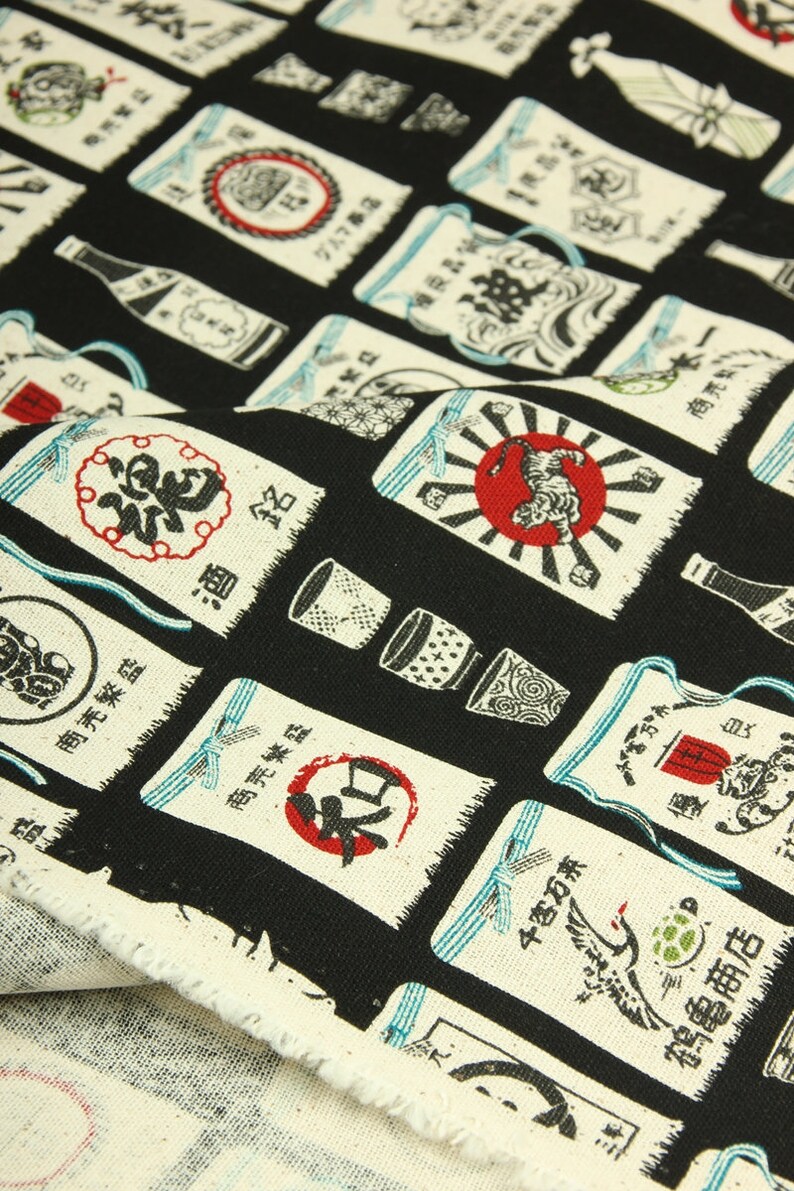 Japanese Sake Graphic Cotton Fabric Made in Taiwan by Half Yard - Etsy