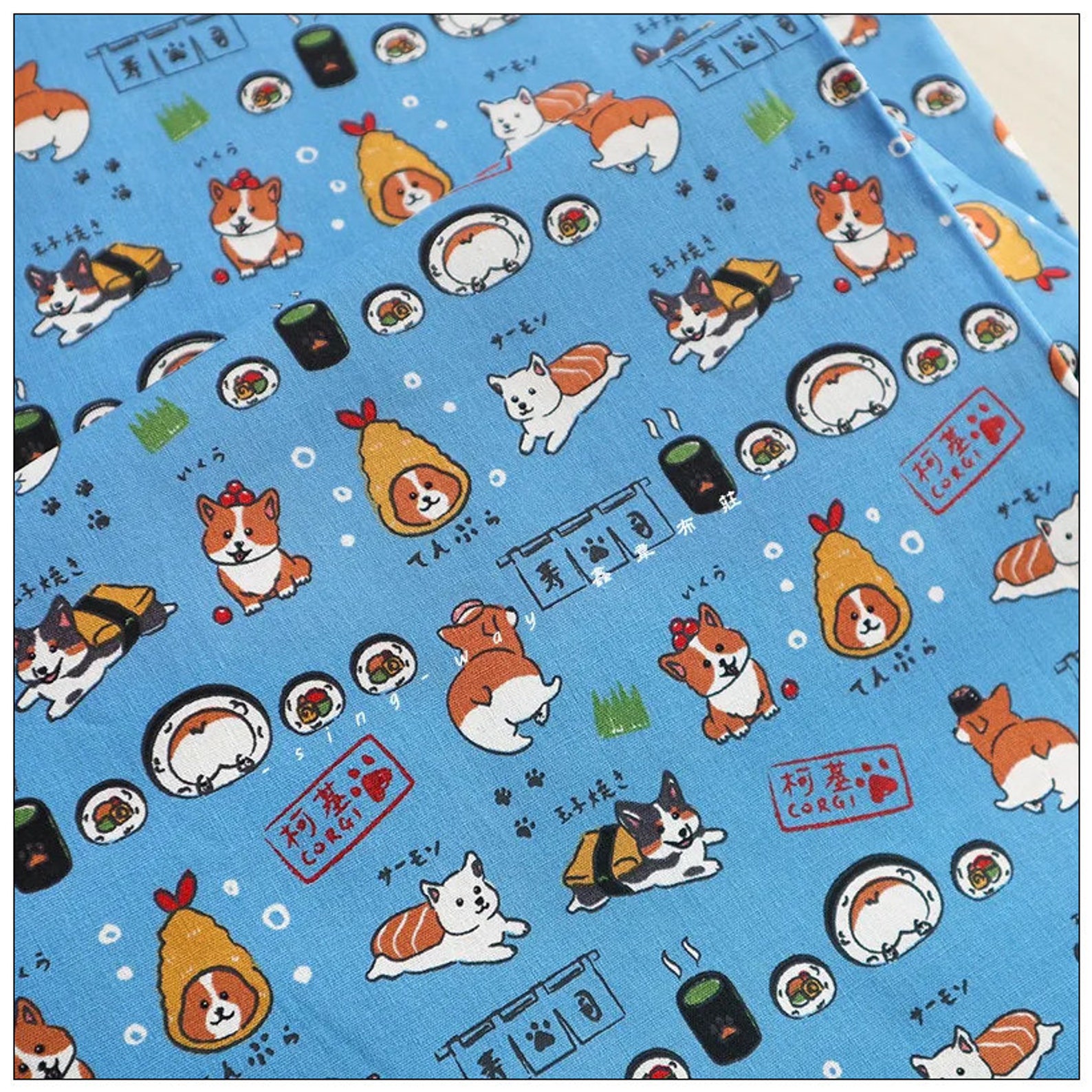 Shiba Inu Sushi Made in Taiwan Digital Printing Cotton Fabric for ...
