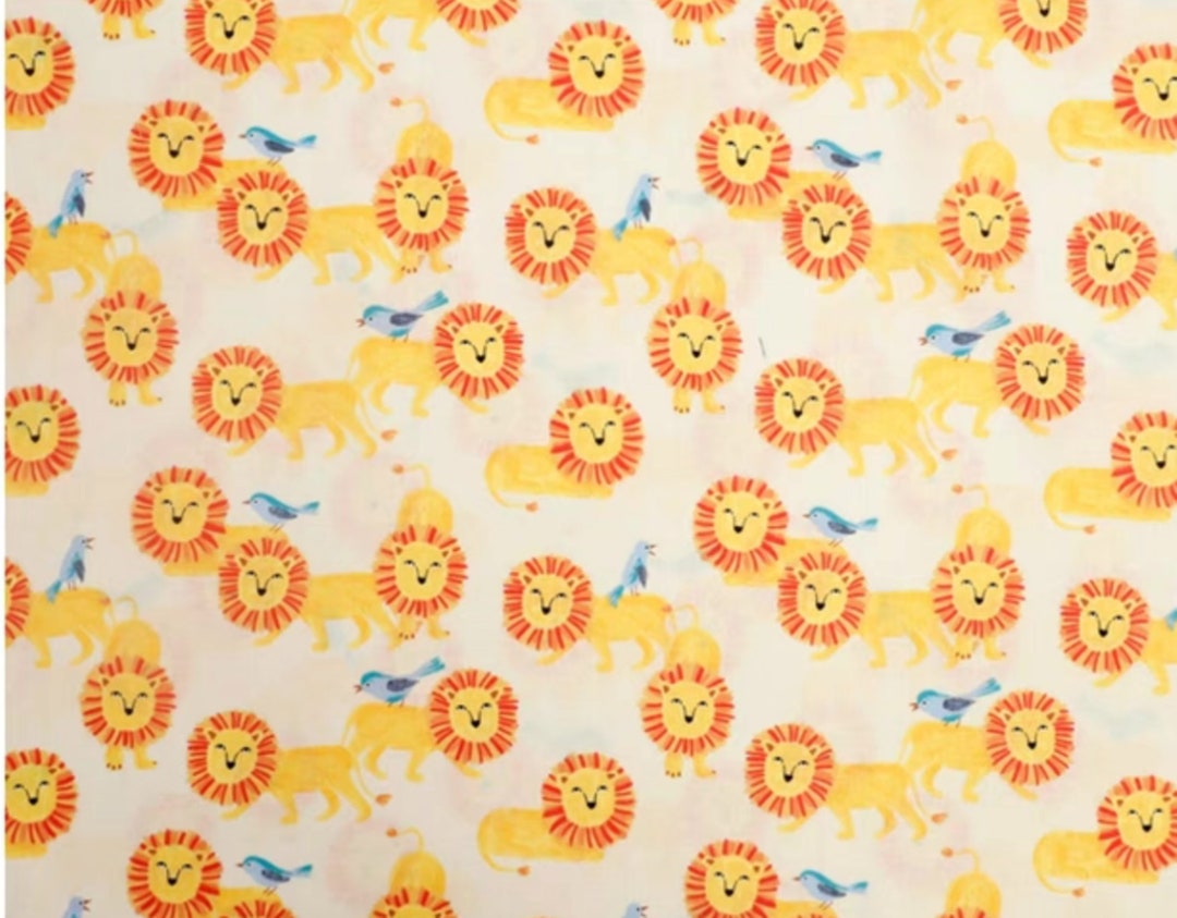 Cute Lion Yellow Made in Korea Plain Cotton Fabric, Cat Fabric for Bag ...