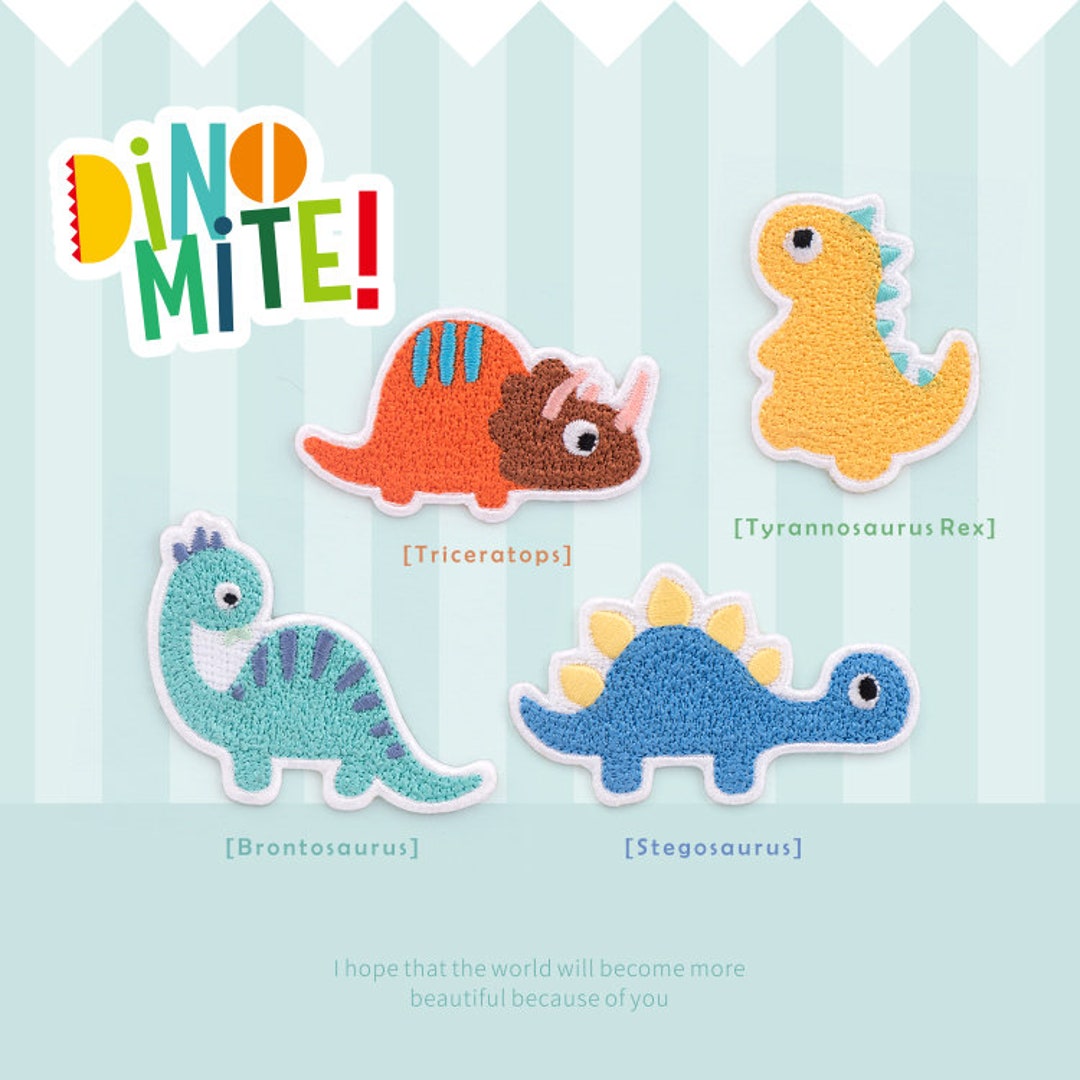 Dinosaur Kid Applique Patch, Patch Iron on Sew on Full Embroidered ...