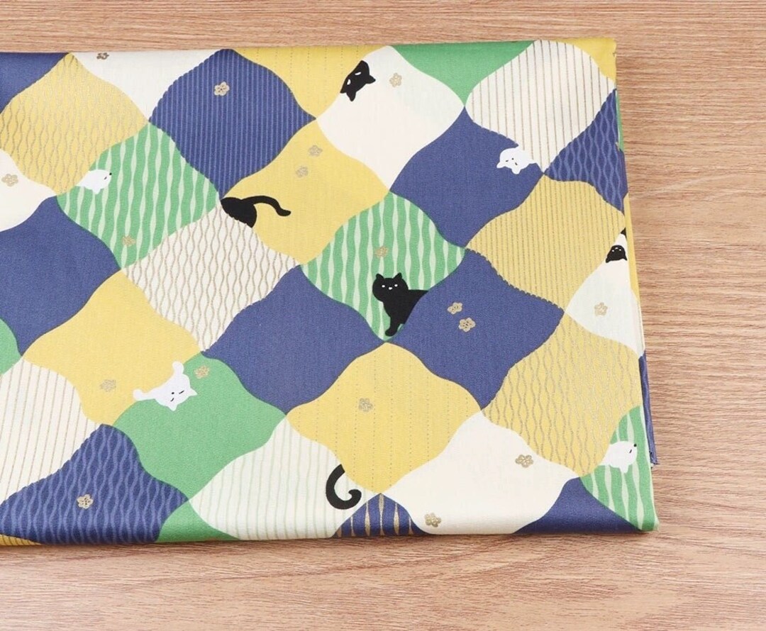 Black Cat Made in Taiwan Print Cat Pattern Cotton Fabric, Cat Fabric ...
