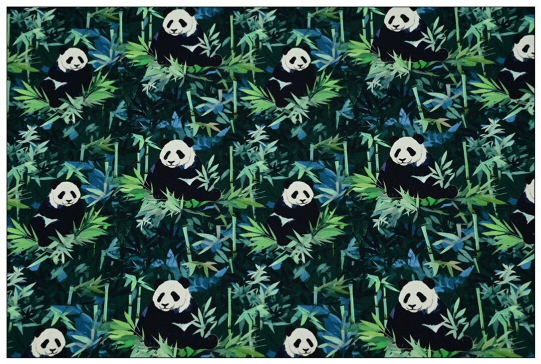 Panda Bamboo Pattern Twill Fabric Fine Canvas Cotton Fabric, Panda ...