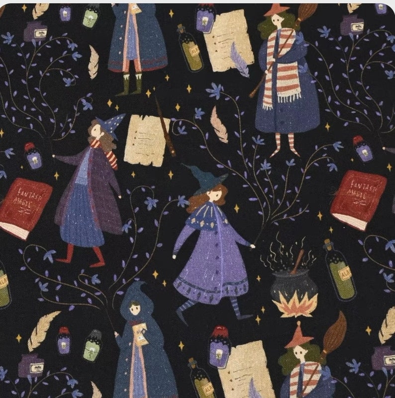Witch Girl Magic Girl Plain Cotton 20 Threads Fabric by Half Yard - Etsy
