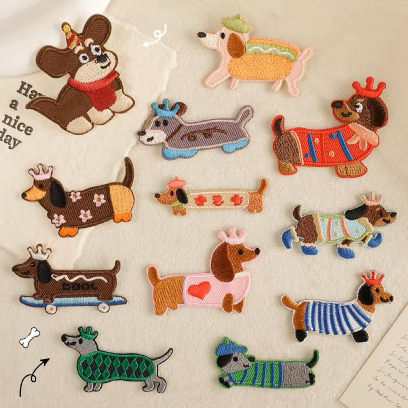 Dachshund Dogs Puppy Applique Patch, Patch Iron on Sew on Full ...