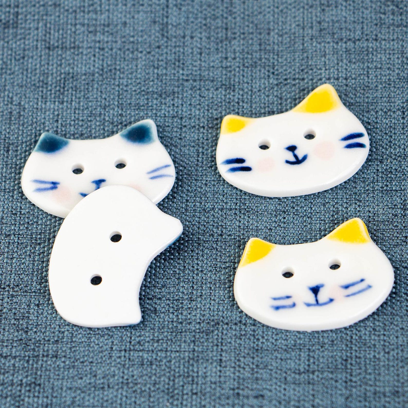 Kitten Cats Handmade Ceramic Buttons for Knitting, Sewing and Crafting ...