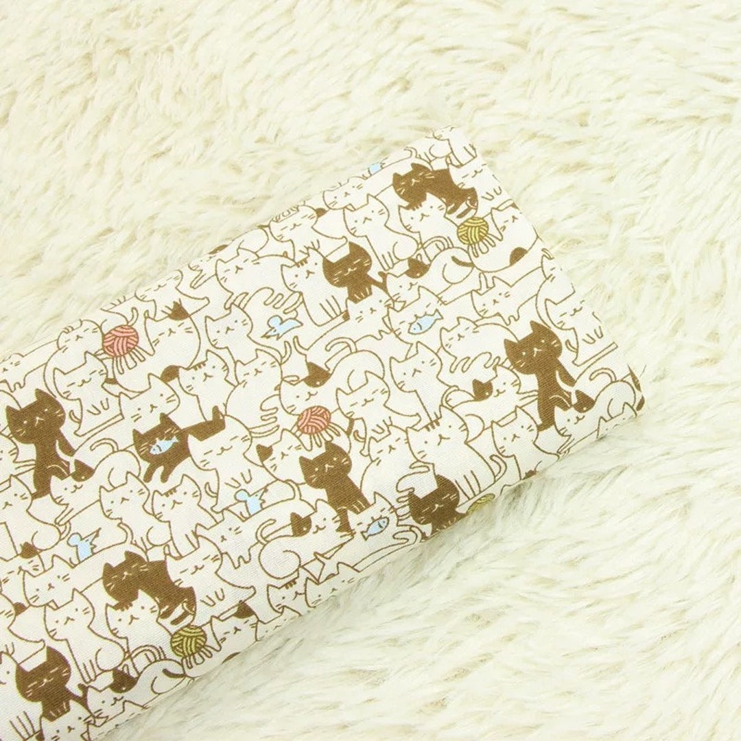Massive Brown Cats Cotton Made in Taiwan Fabric, Digital Print Cat ...