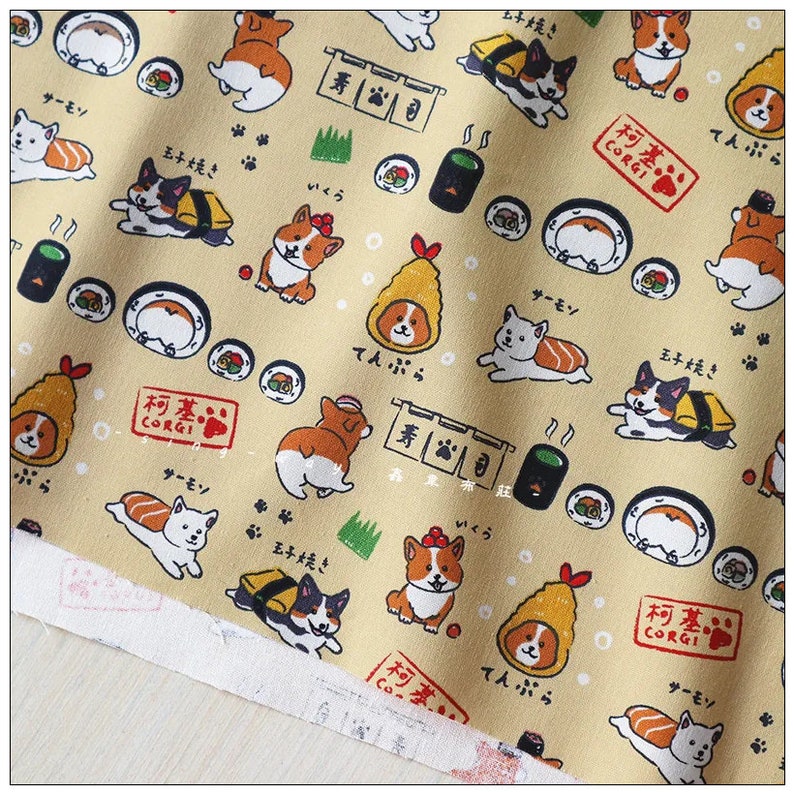 Shiba Inu Sushi Made in Taiwan Digital Printing Cotton Fabric for ...