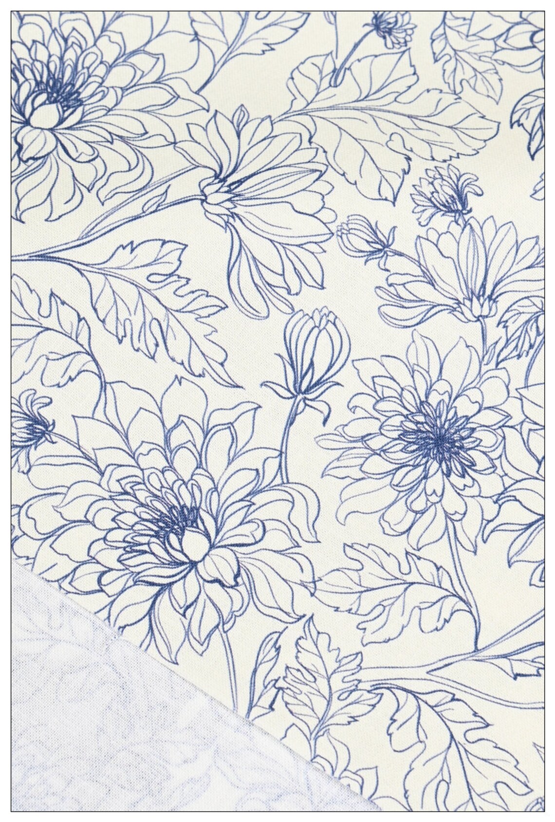 Blue Flower Outline Cotton Fabric 20 Threads for Clothing, Bag and Home ...
