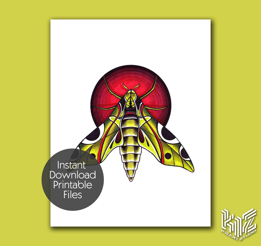 Moth | Neotraditional Tattoo Design | Printable Art | Digital Files - Etsy