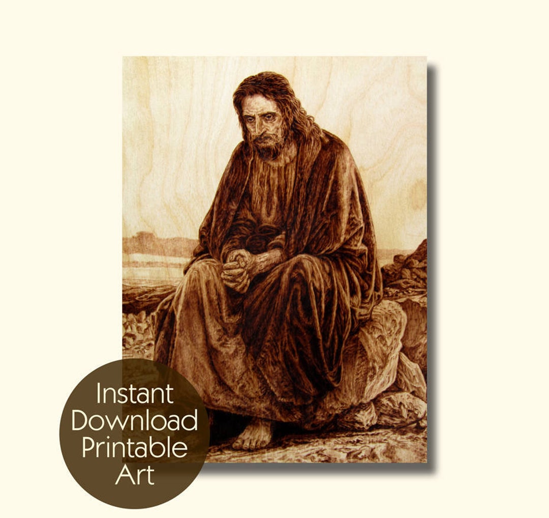 Christ in Desert, Jesus, Pyrography, Wood Burning, Art, Instant ...