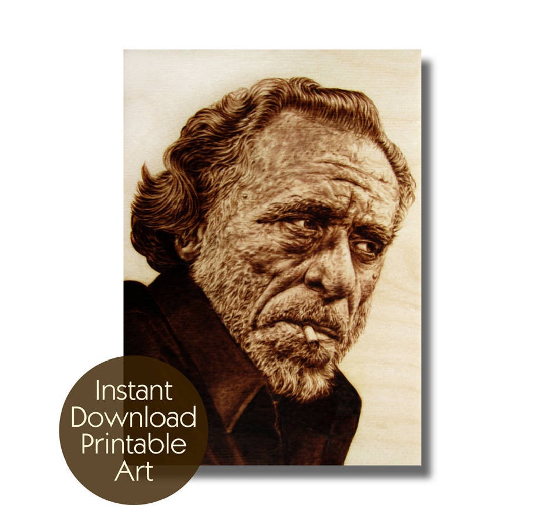 Charles Bukowski, Portrait, Pyrography, Wood Burning, Art, Instant ...