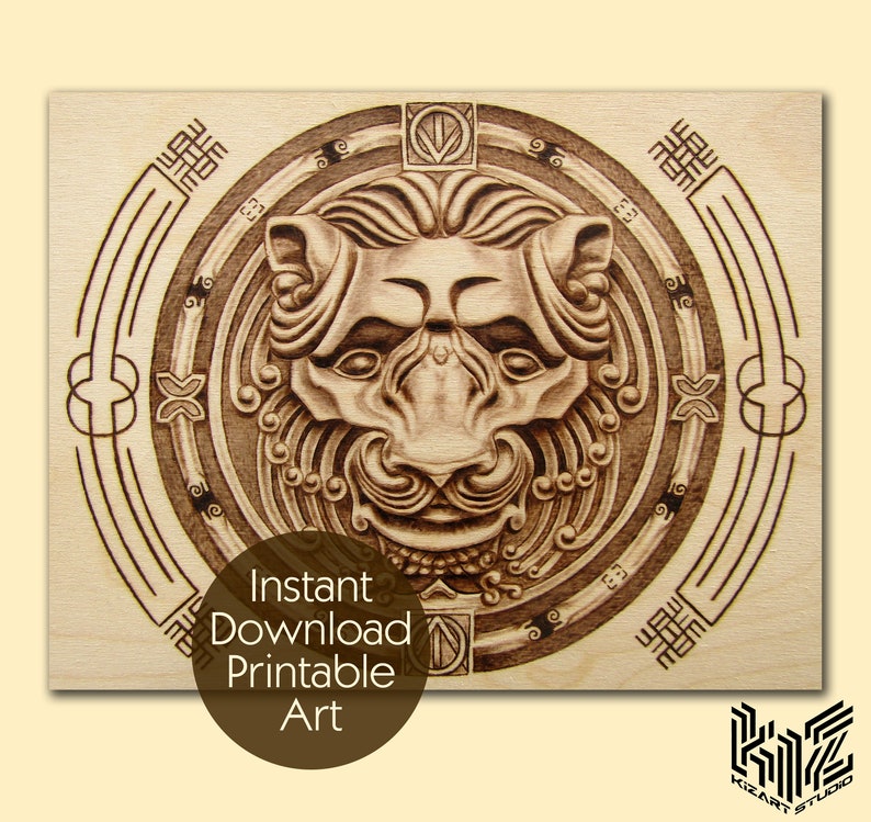 Lion Symmetry Printable Art Digital Files - Etsy