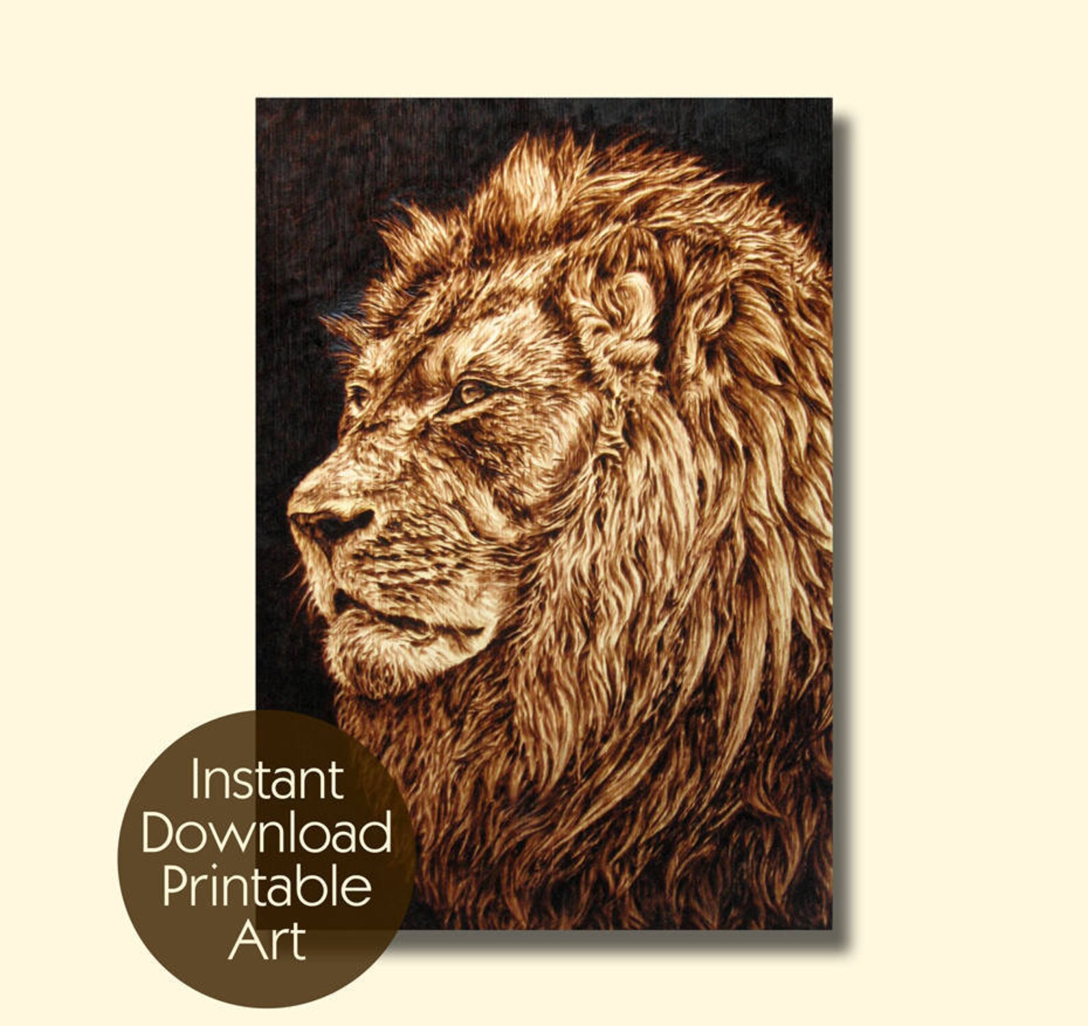 Lion, King, Pyrography, Wood Burning, Art, Instant Download, Printable ...